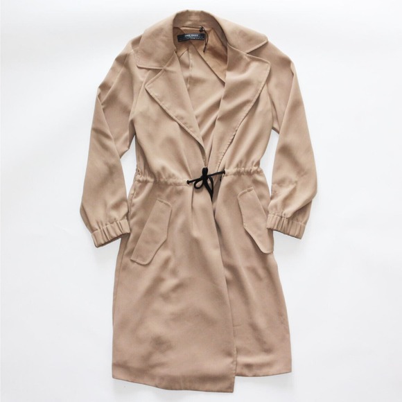 Zara | Jackets & Coats | Zara Basic Outerwear Crepe Utility Drawstring ...